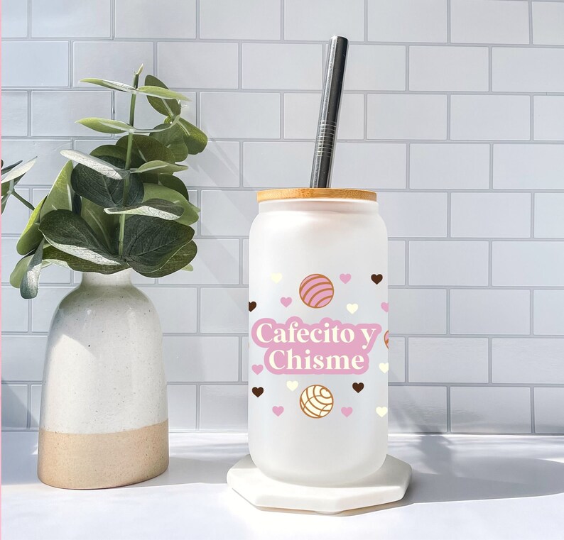Cafecito Y Chisme Silhouette Png And Svg Cut File Libbey 16 Oz