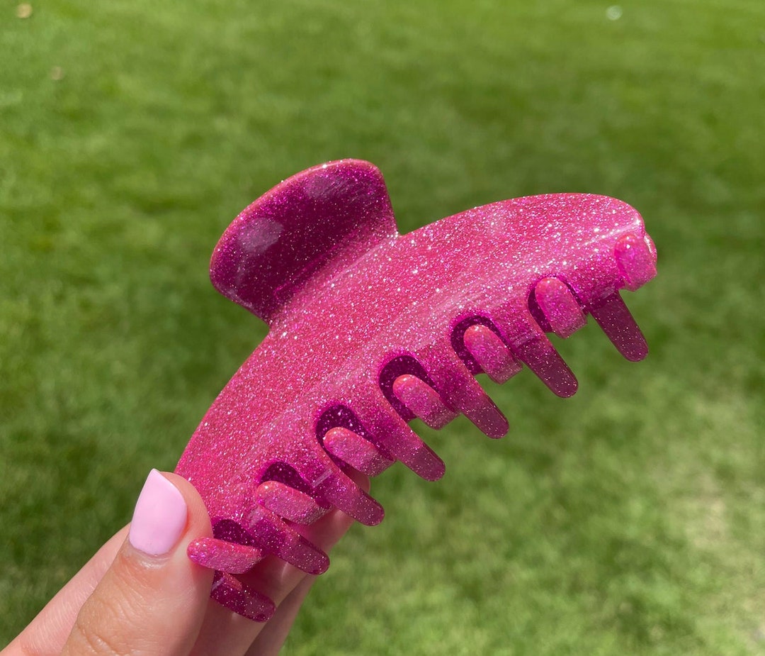 Pink Glitter Claw Clip - Etsy