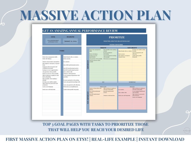 Massive Action Plan Planner for Goals Desires Ambitions - Etsy