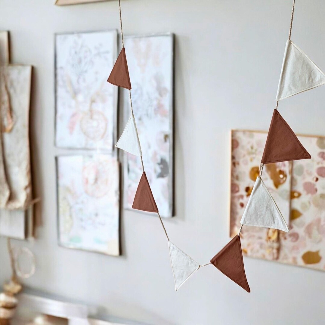 Handmade Fabric Garland - Neutral Triangle Bunting for Nursery Decor ...