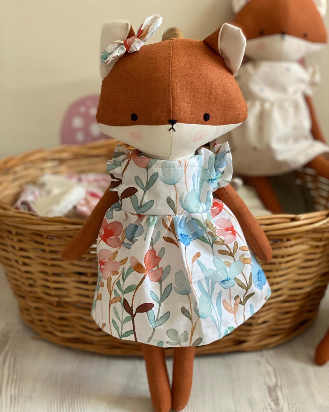 Handmade Linen Fox Doll: Personalized Stuffed Woodland Toy - Etsy