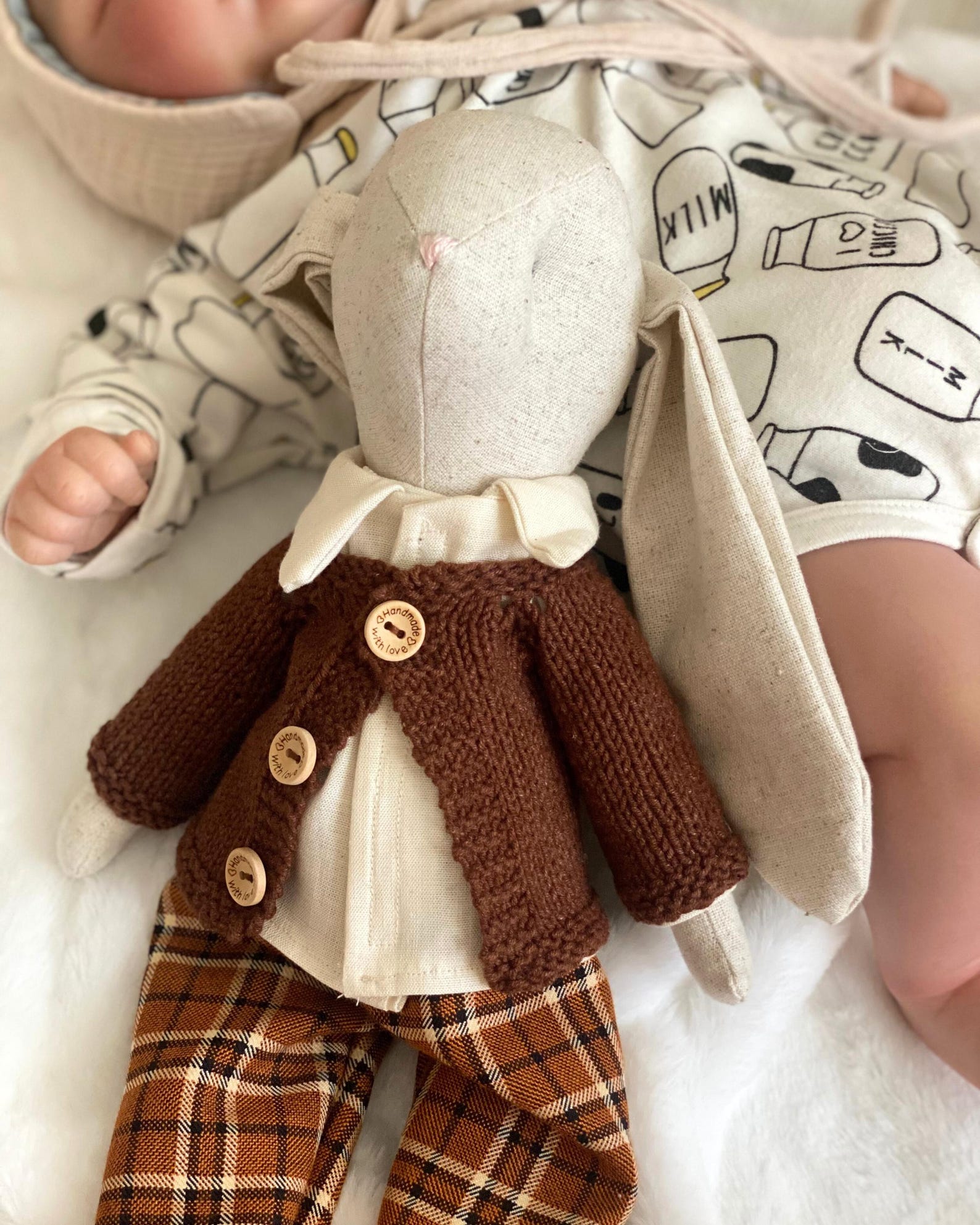 Handmade Linen Bunny Doll: Personalized Stuffed Toy, Nursery Decor - Etsy