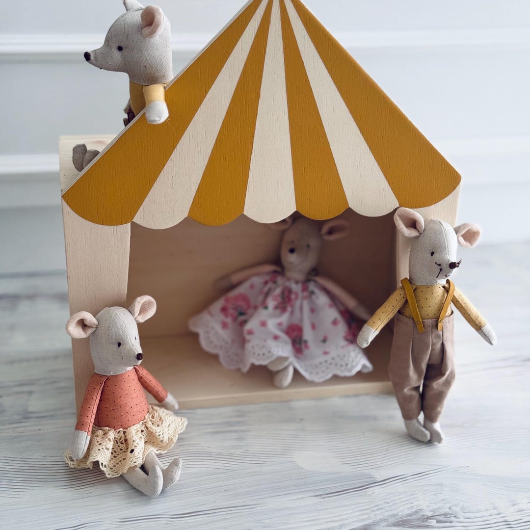 Linen Mouse Toy: Handmade Miniature Mice Family, Pretend Play Doll - Etsy