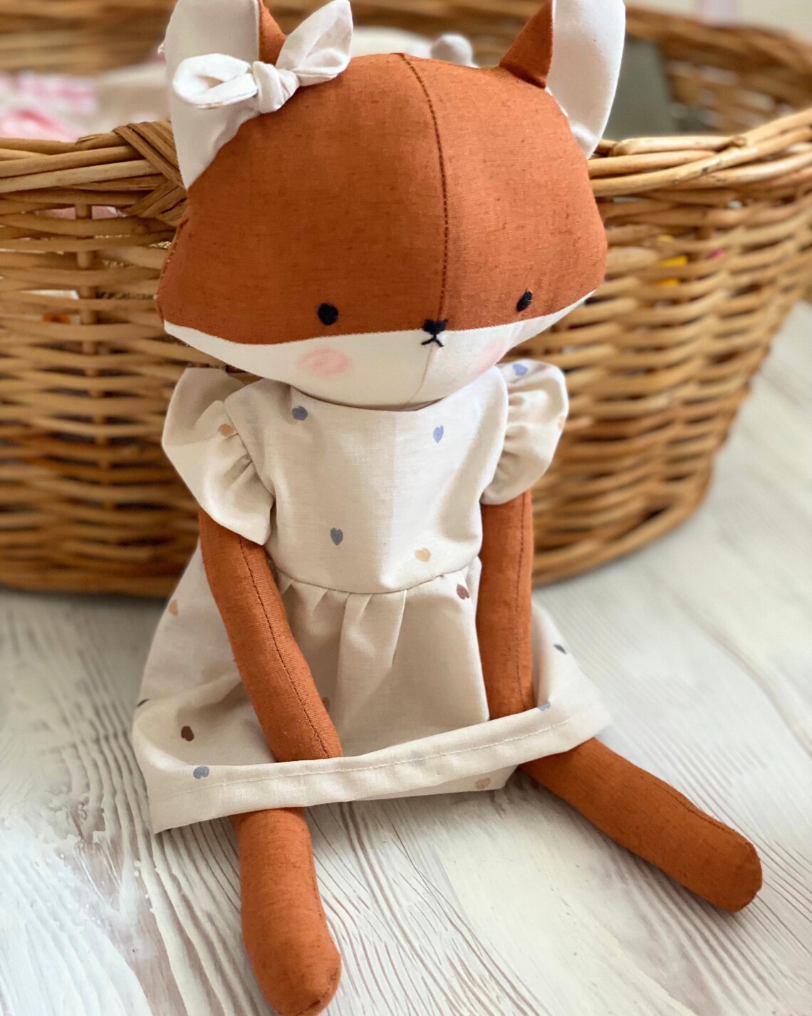 Handmade Linen Fox Doll: Personalized Stuffed Woodland Toy - Etsy