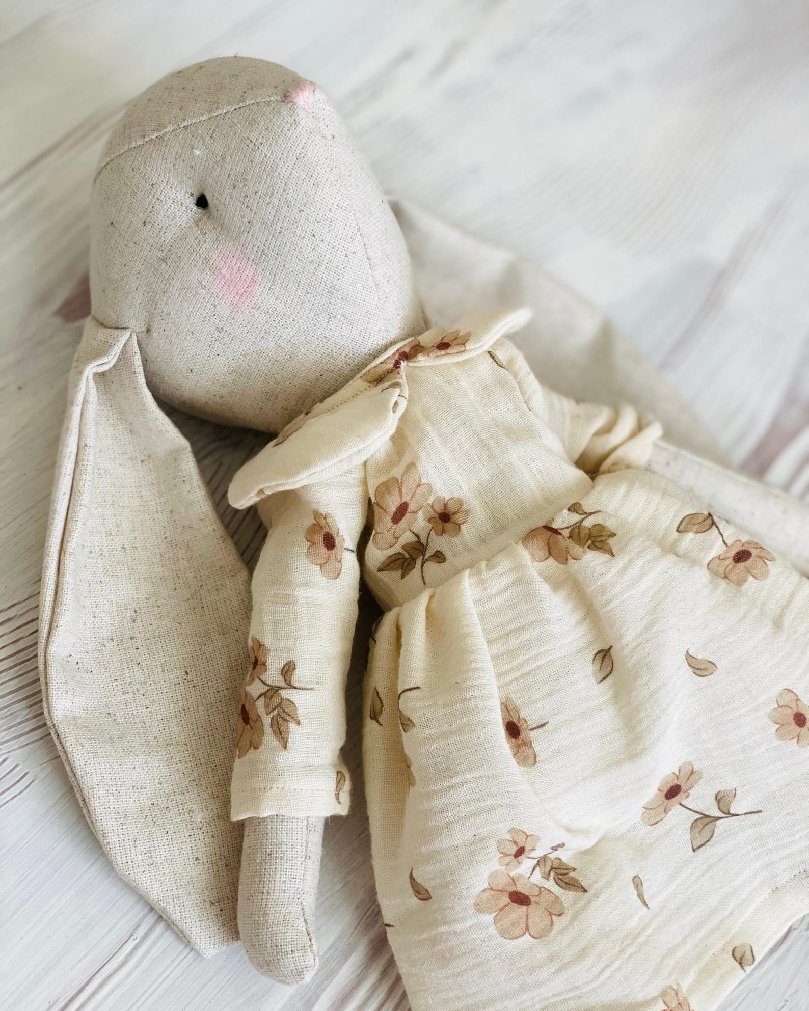 Handmade Linen Bunny Doll: Personalized Stuffed Toy, Nursery Decor - Etsy