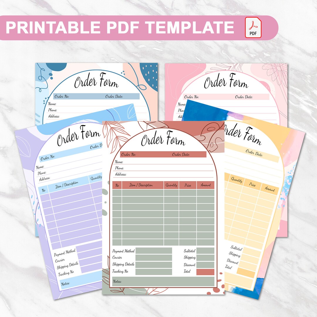 Order Form Printable | Shop Order Form | A5 5.83 X 8.27" | Instant ...