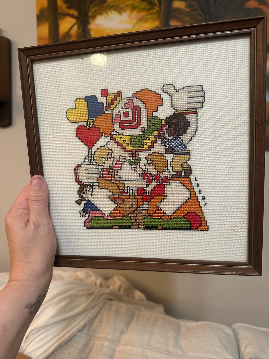Vintage Framed Clown Cross Stitch - Etsy