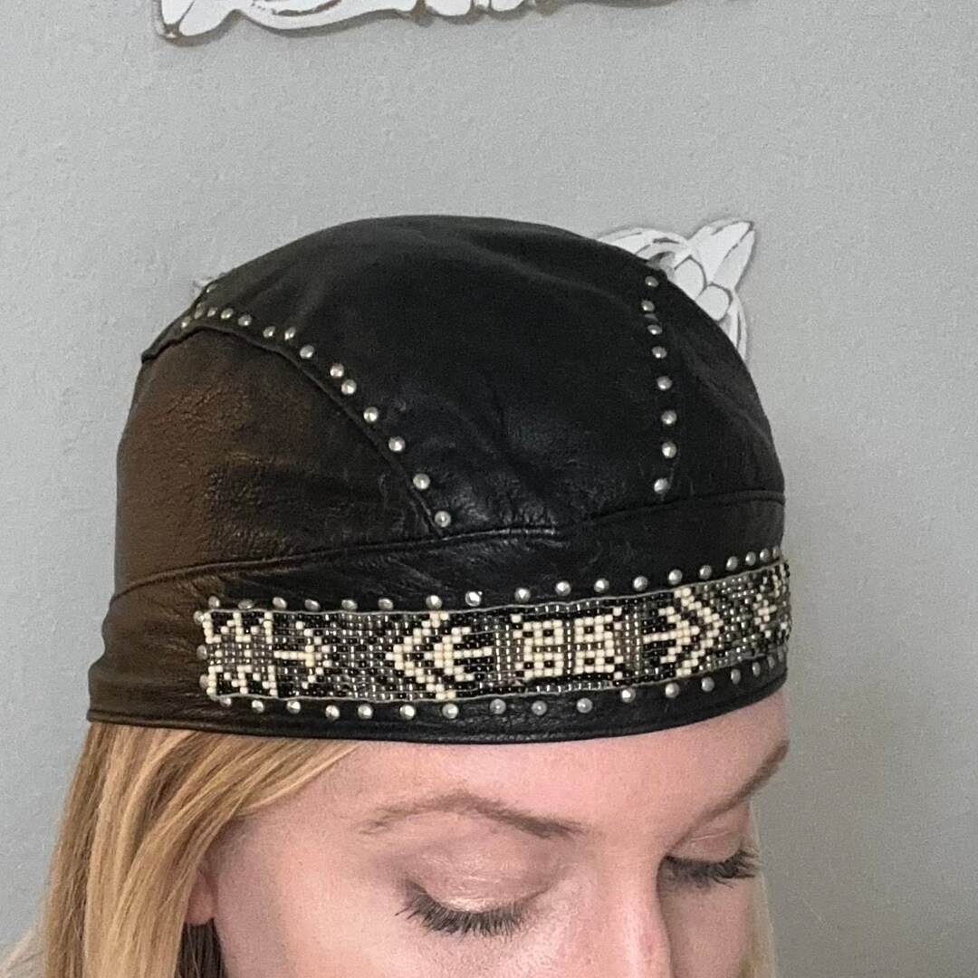 Vintage Leather Biker Riding Cap With Tassels - Etsy