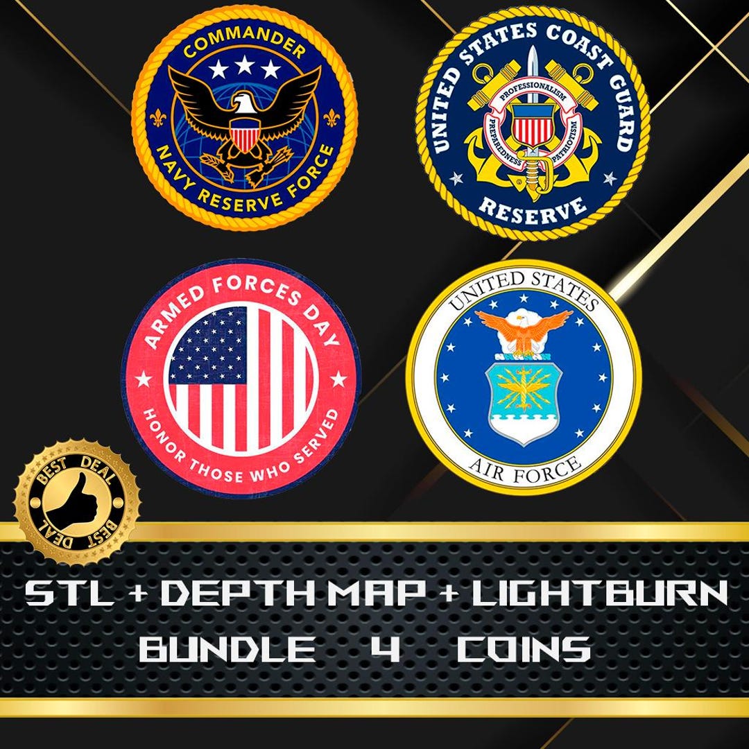 Bundle 4 Coin Depth Map | Heigh Map | 3D Laser Engrave | Glowforge ...