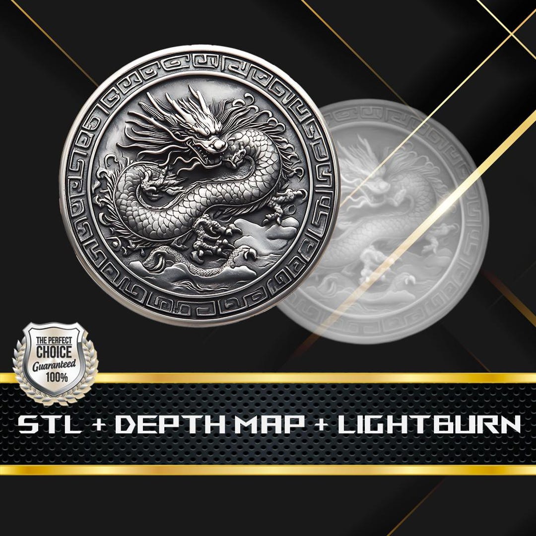 Dragon Coin | Coin Depth Map | Heigh Map | 3D Laser Engrave | Xtool ...