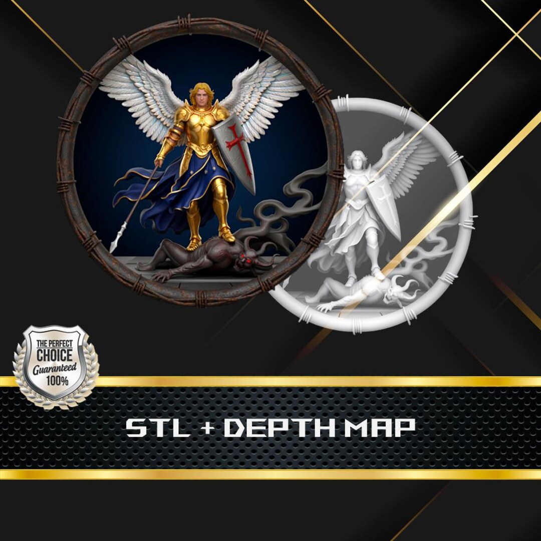 Archangel Coin Depth Map: 3D Embossing Laser Engrave STL and Heigth ...