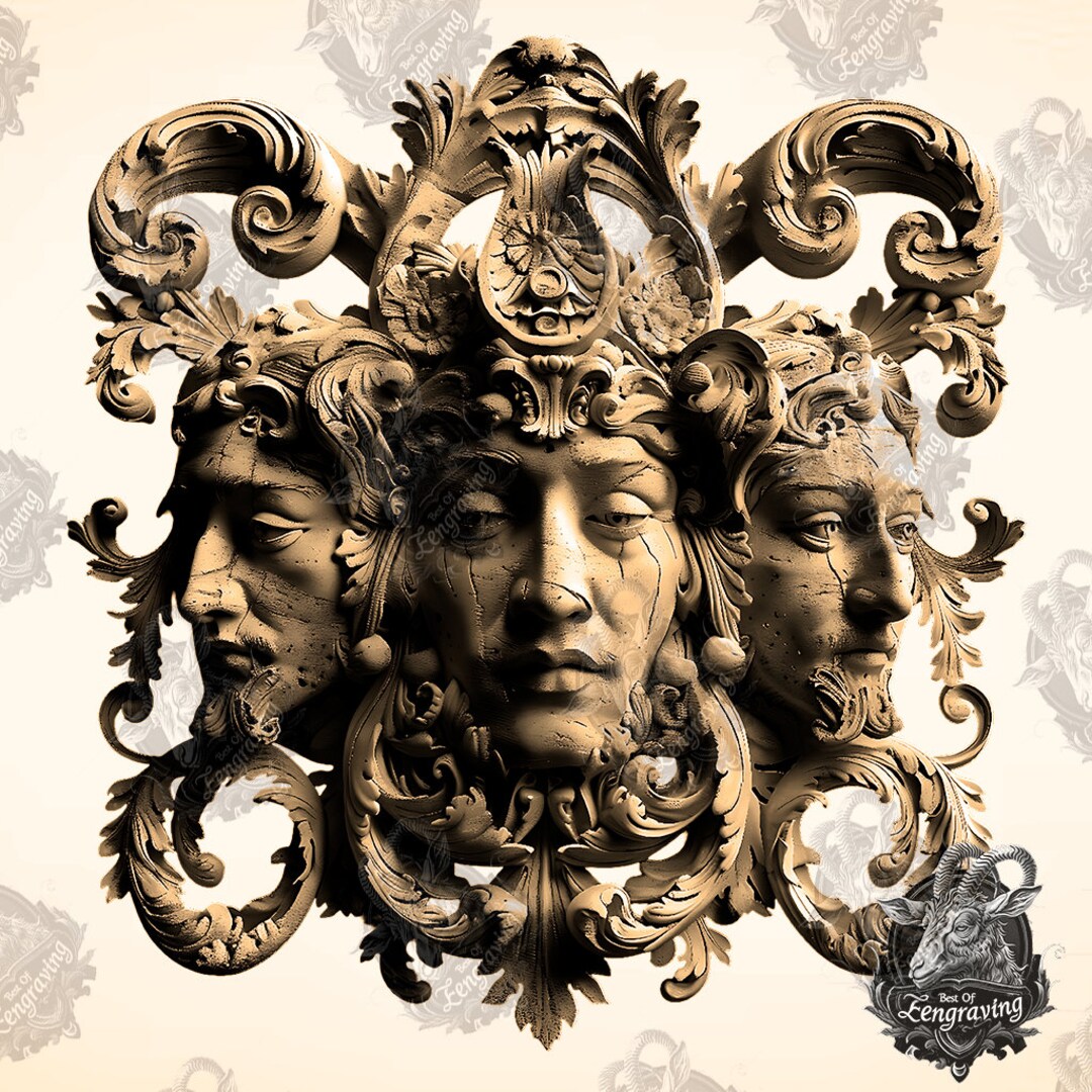 3D Ancient Faces Illusion: Laser Engraving PNG File (digital Download ...