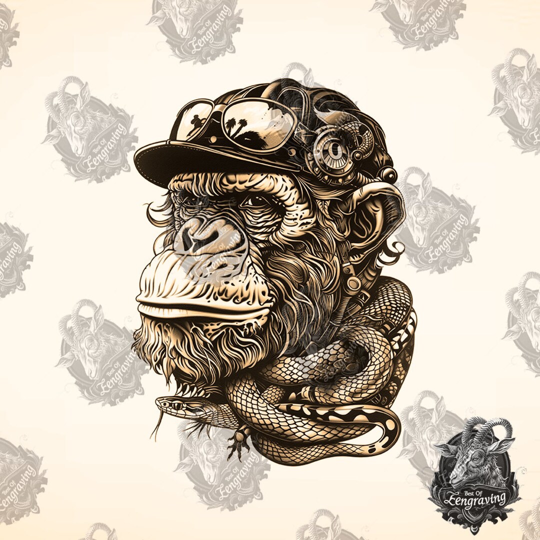 3D Monkey Snake Illusion: Laser Engraving PNG File (digital Download ...