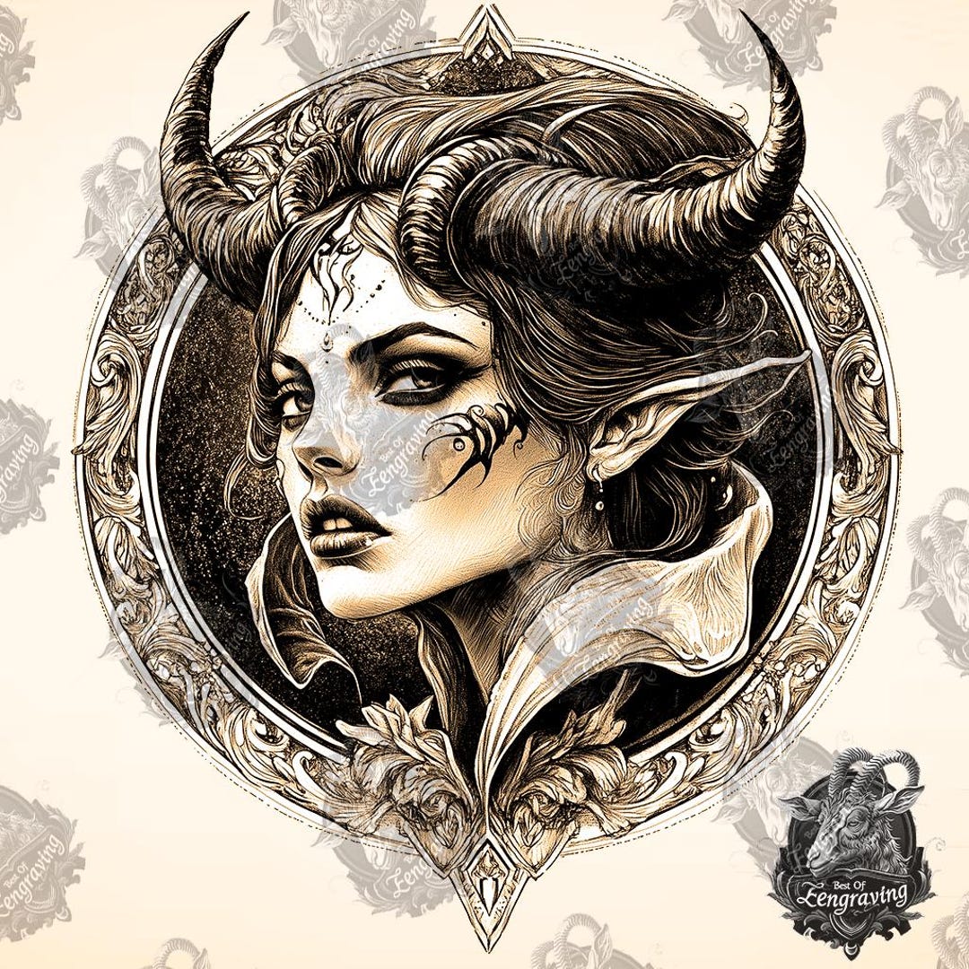 3D Horned Lady Laser Engraving PNG File (digital Download) Diode Laser ...