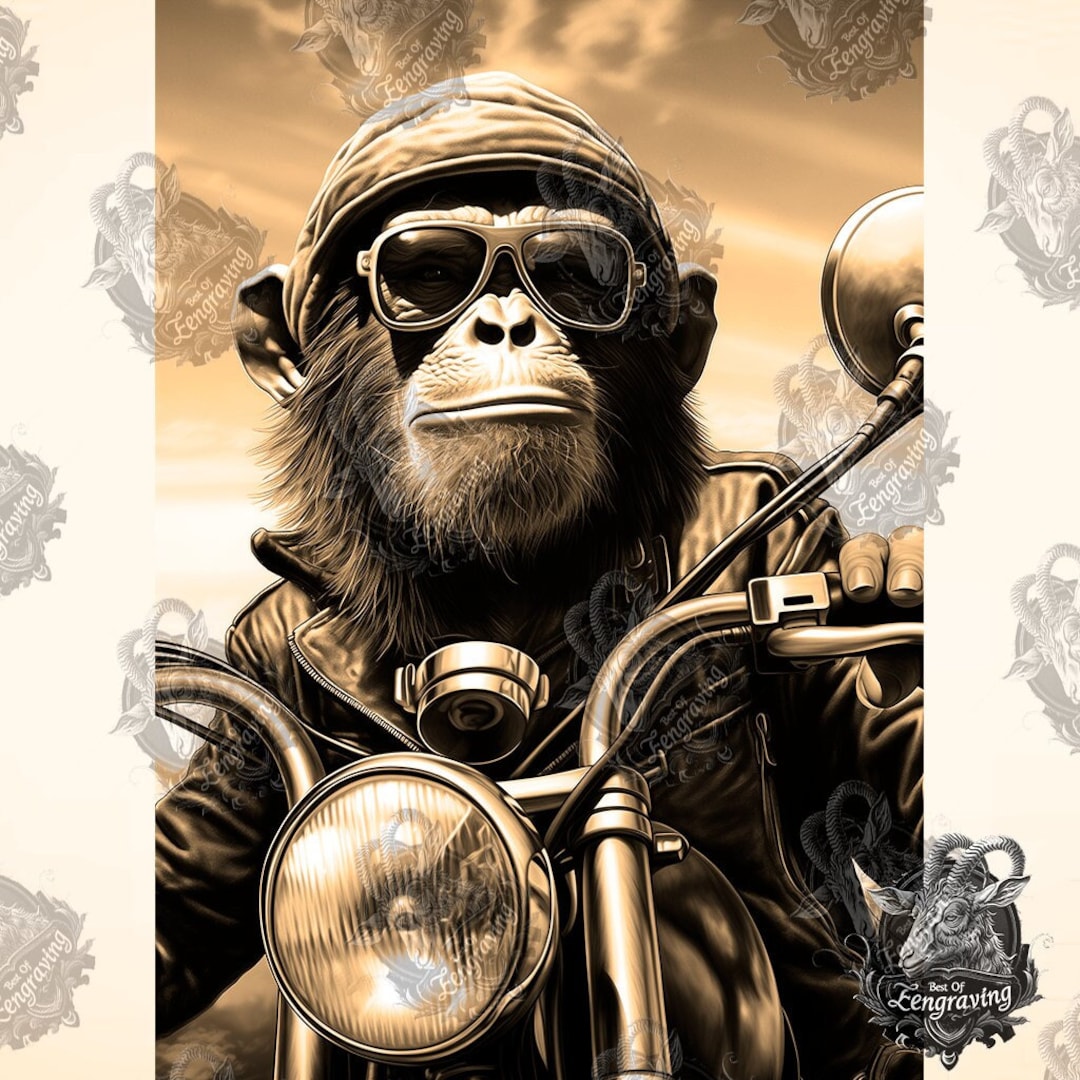 Monkey Biker 3D Illusion: Laser Engraving PNG File (digital Download ...