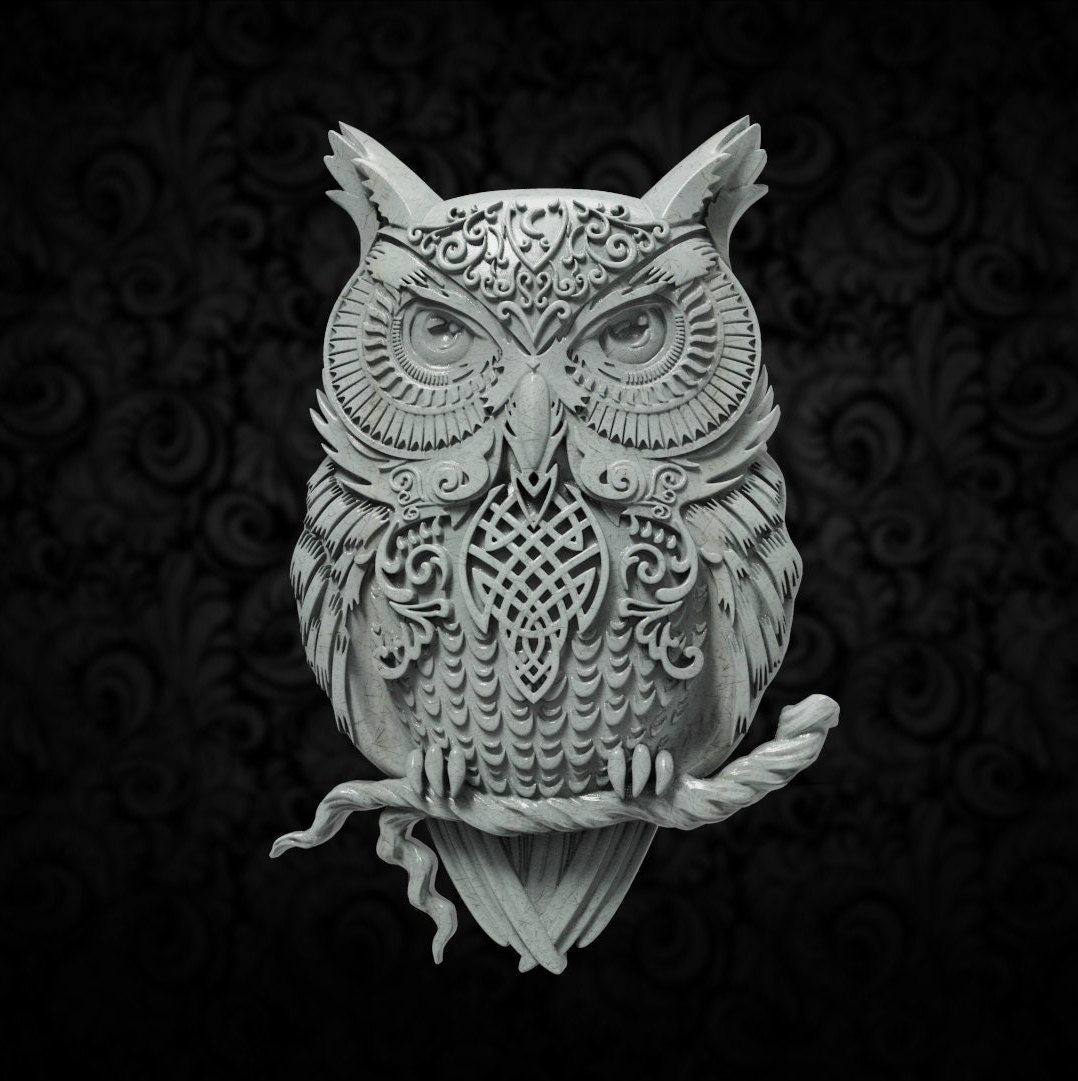 Owl 3D STL Model 3D Print Cnc Router Engraver Artcam - Etsy