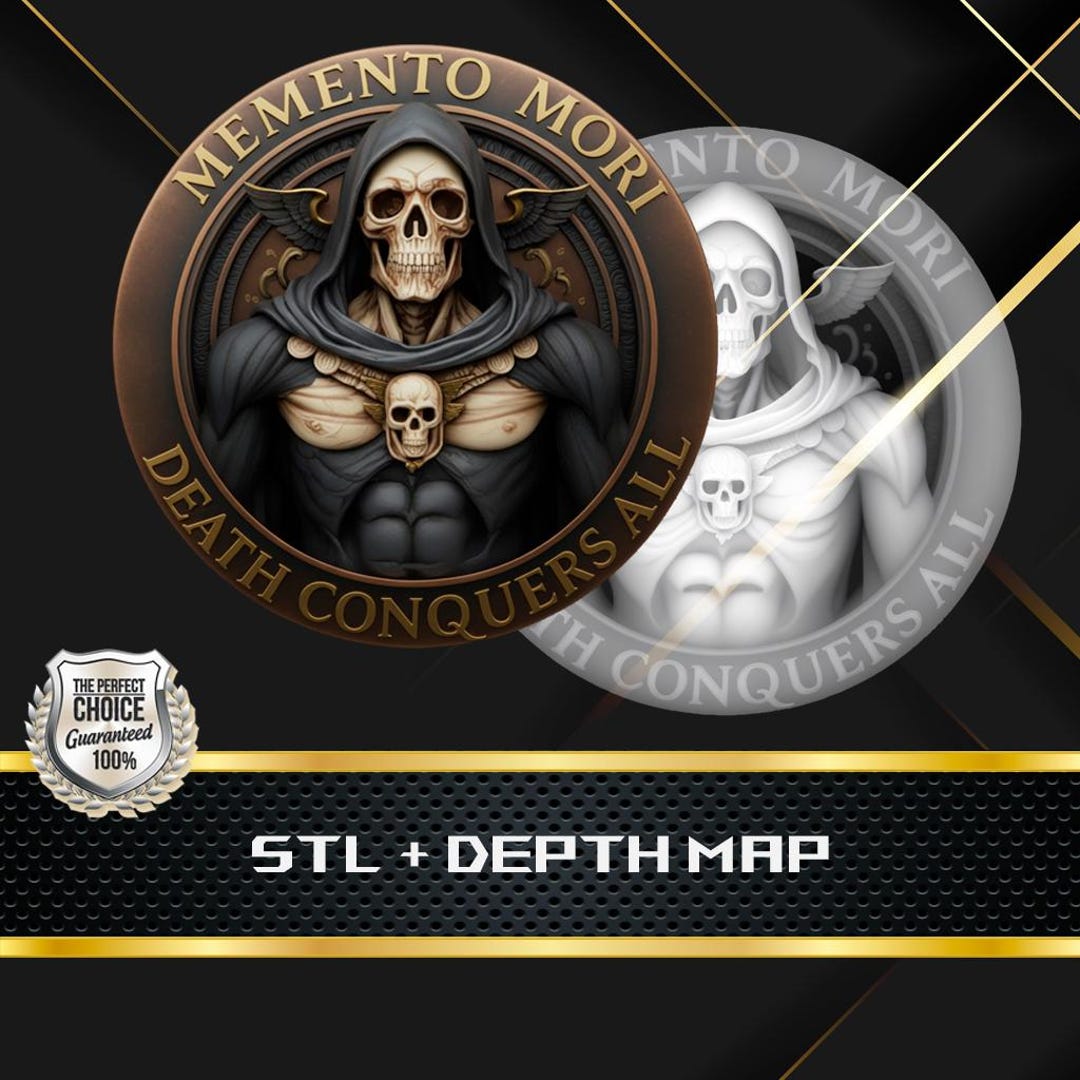 Memento Mori Coin Coin Depth Map and STL File, 3D Relief for Laser ...