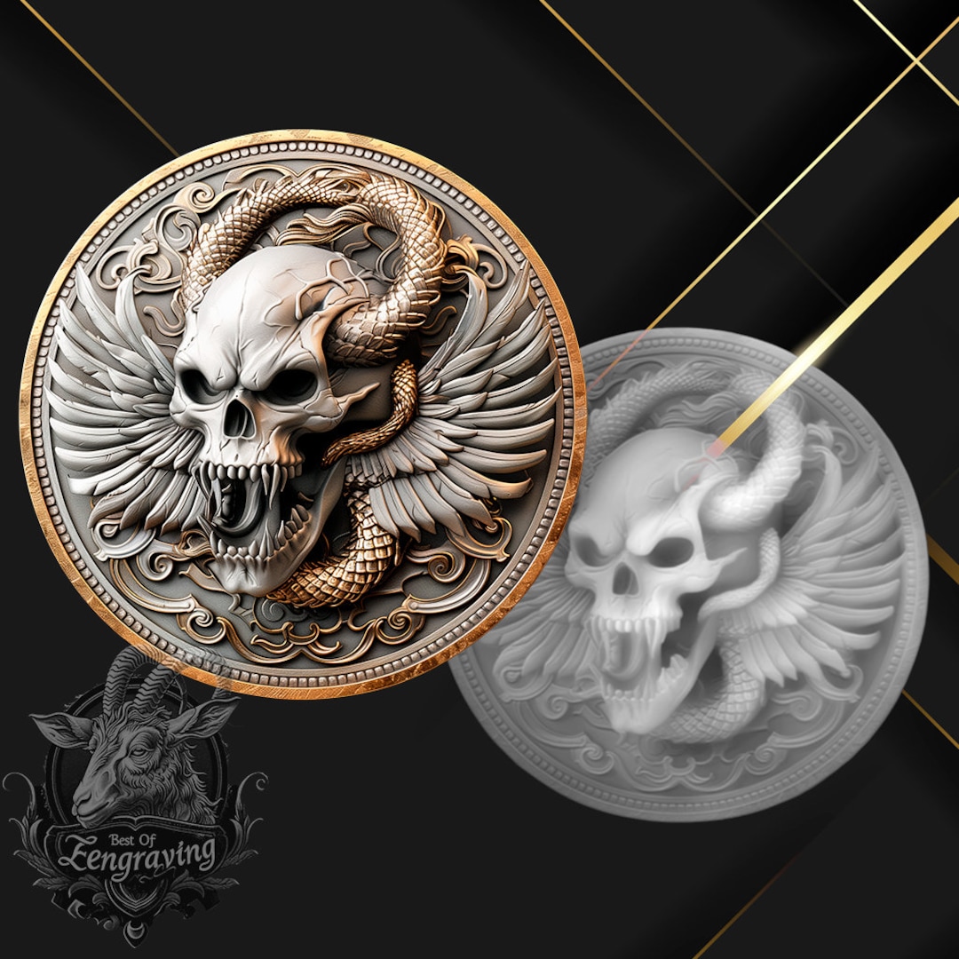 Coin Depth Map Heigh Map 3D Laser Engrave Xtool Glowforge Stl File PNG ...