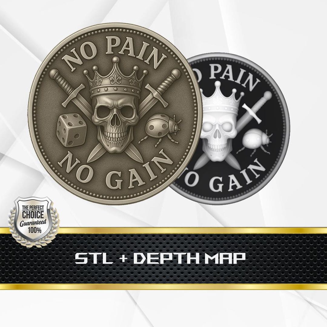 3D Coin Depth Map: Laser Engrave Files (STL, Lightburn BMP, PNG ...