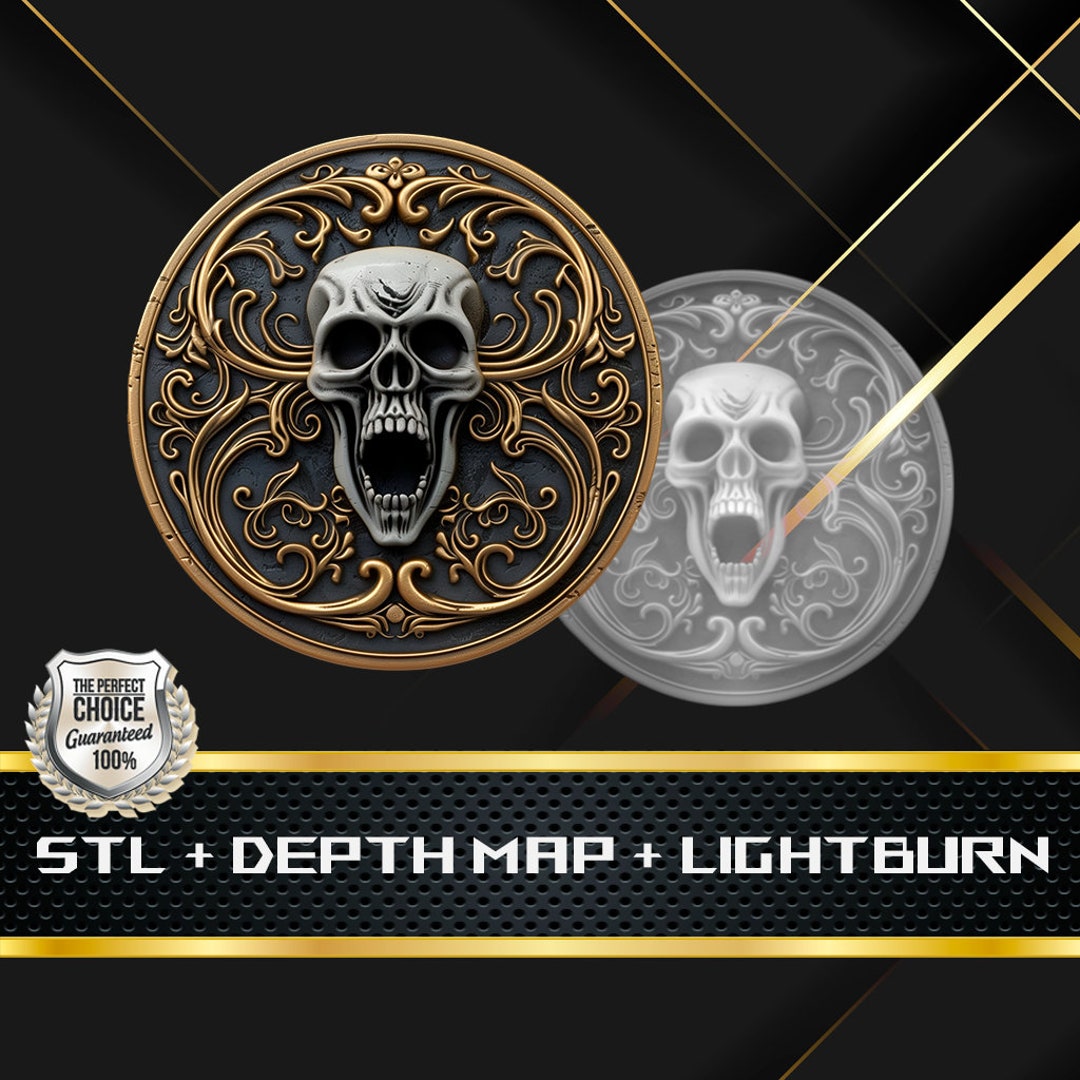 Scream Skull Depth Map and STL File, 3D Relief for Laser Engraving CNC ...