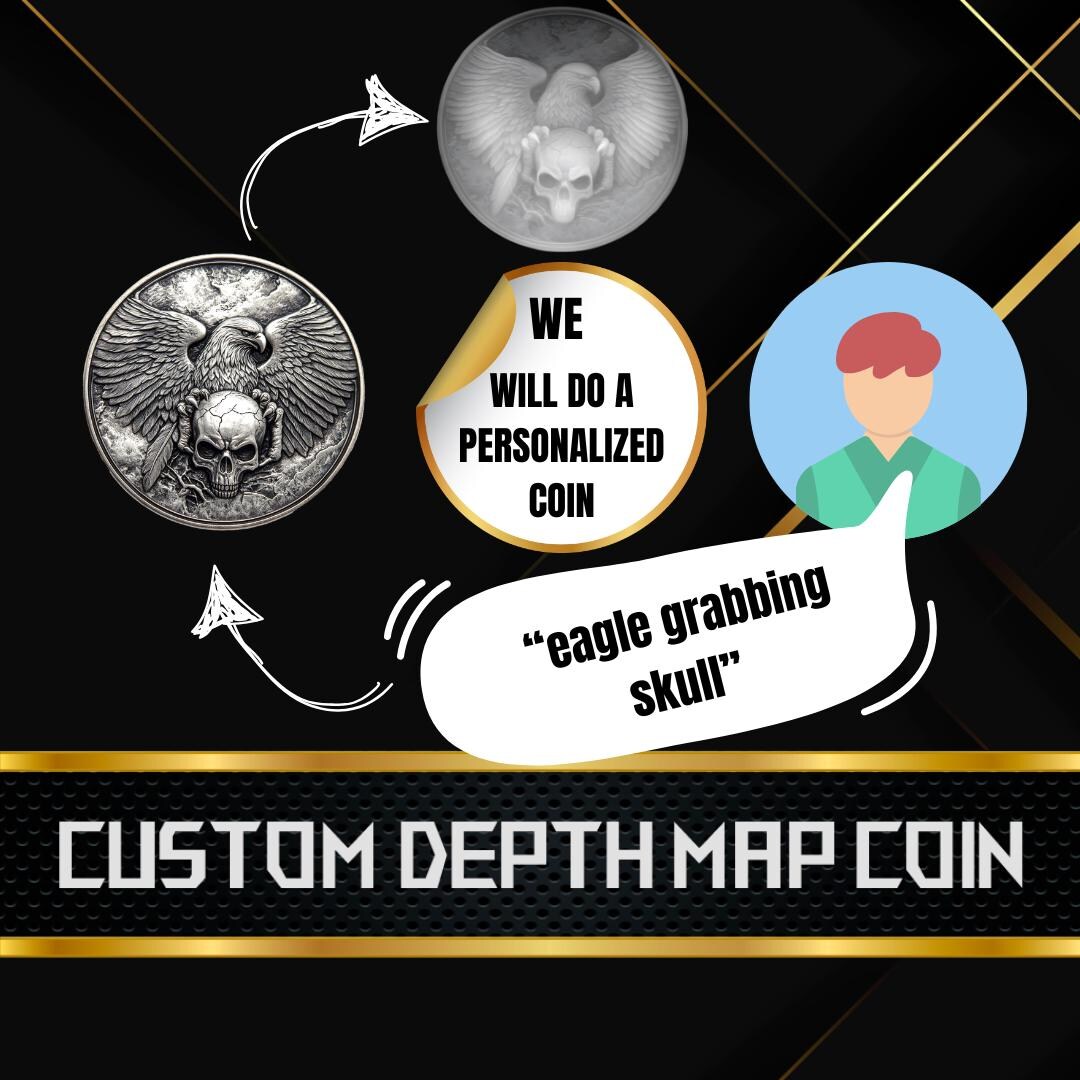 Custom Coin Depth Map Heigh Map 3D Laser Engrave Xtool PNG File ...