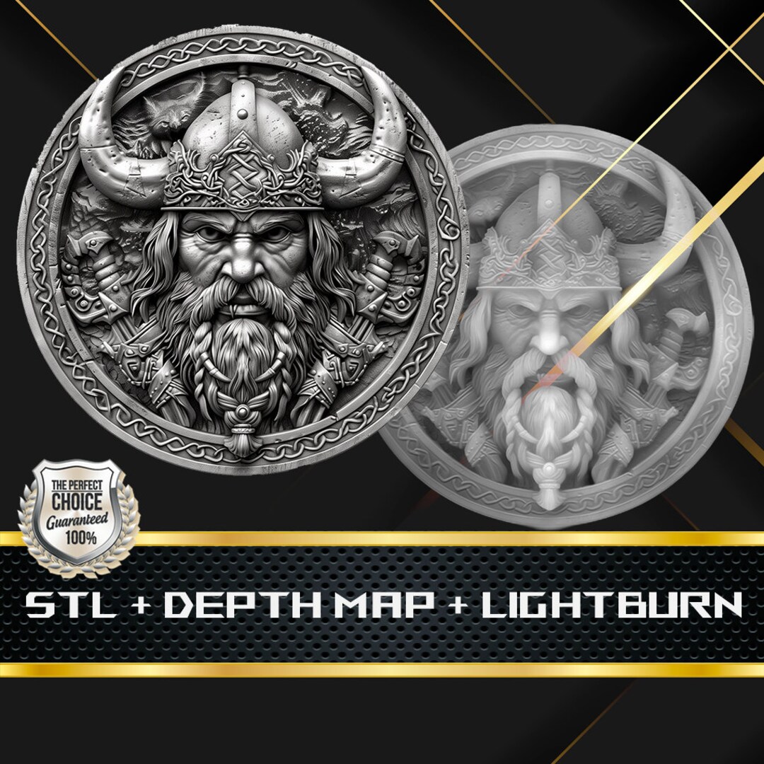 Viking Coin Depth Map: 3D Embossing Laser Engrave STL and Heigth Map ...
