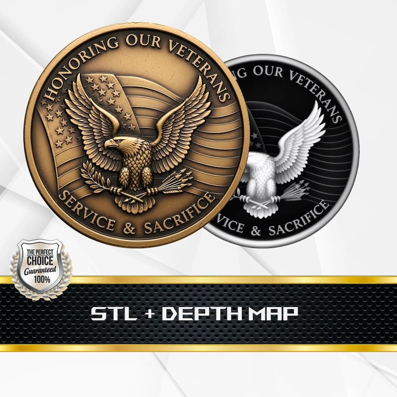 Honor Sacrifice 3D Coin Depth Map: 3D Embossing Laser Engrave STL and ...