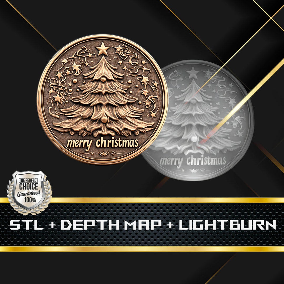 Christmas Tree Coin Depth Map: Laser Engrave Files (STL, PNG) - Etsy