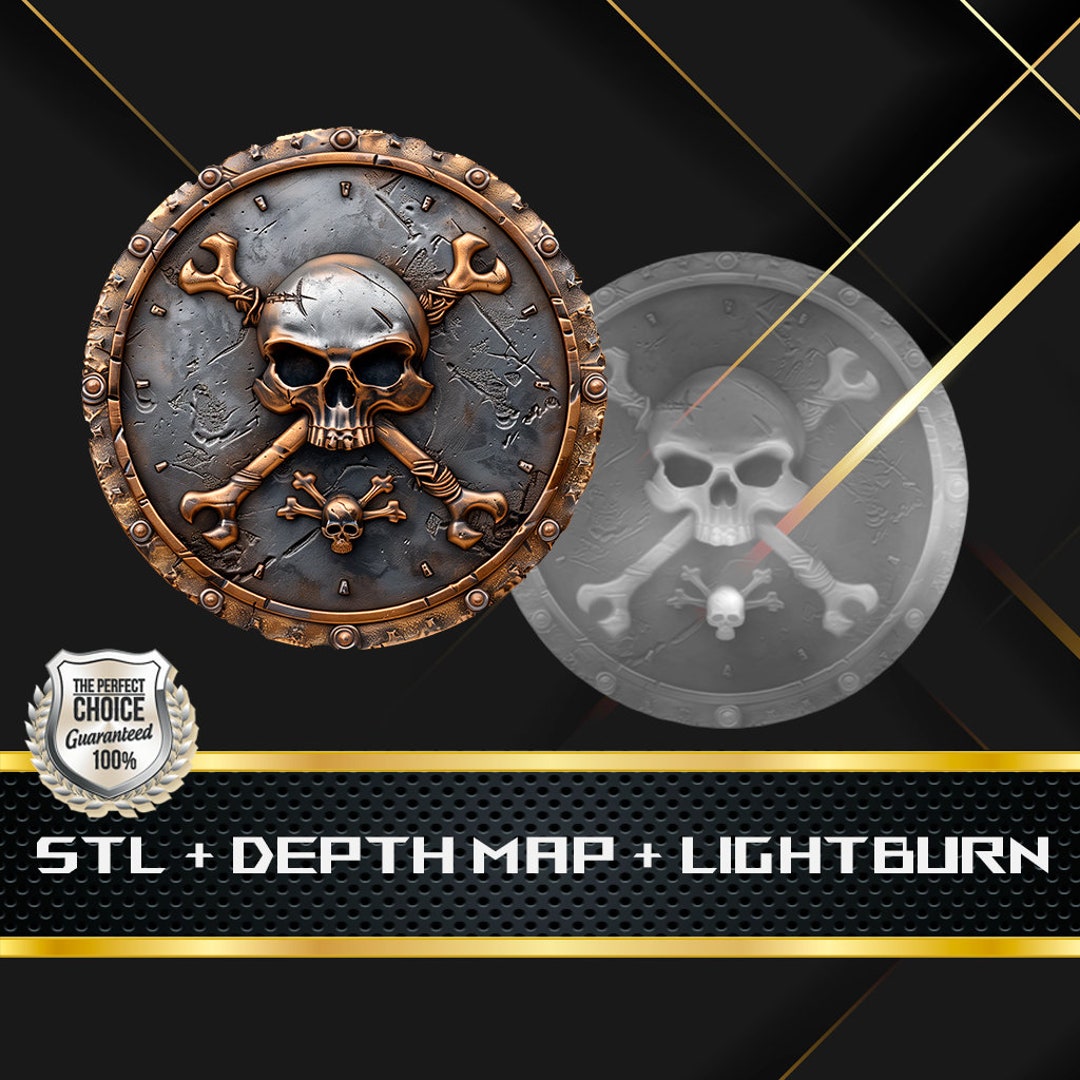 Skull Coin Depth Map and STL File, 3D Relief for Laser Engraving CNC - Etsy
