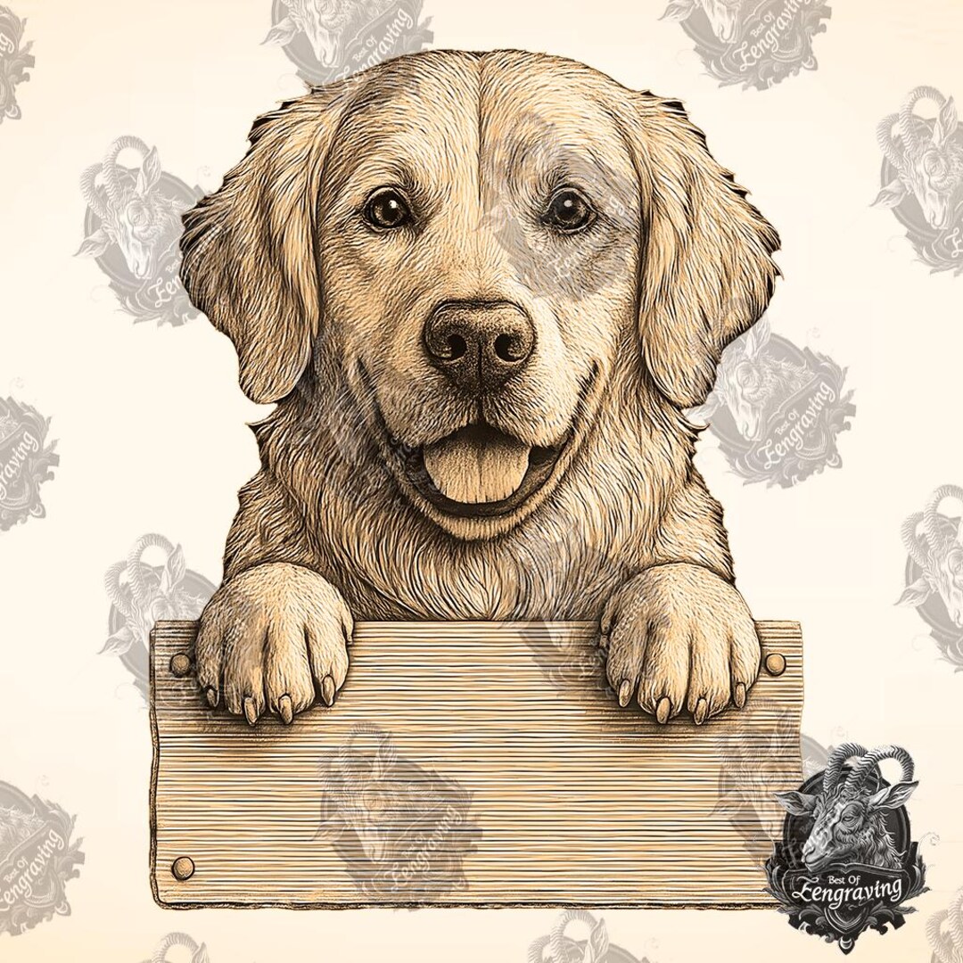 Golden Retriever 3D Illusion: Laser Engraving PNG File (digital ...