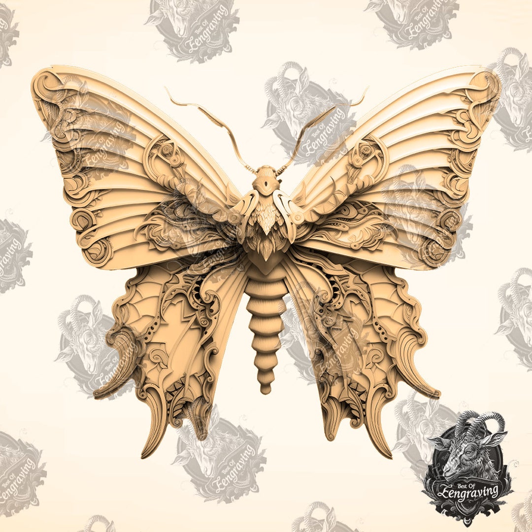 3D Moth Illusion: Laser Engraving PNG File (digital Download) Diode ...
