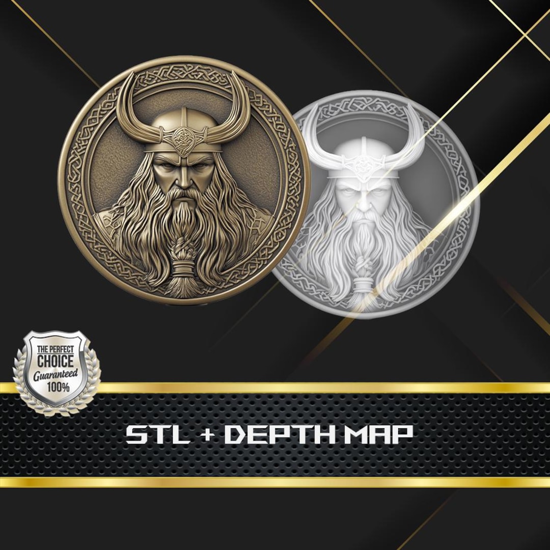 Viking Coin Depth Map: 3D Embossing Laser Engrave STL and Heigth Map ...