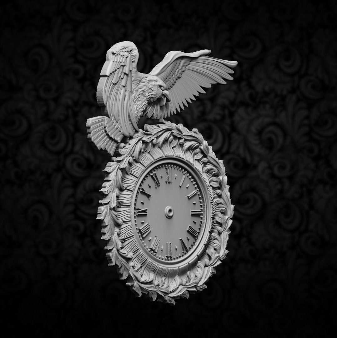 Clock Eagle For Cnc 3d Stl Model Cnc Router Engraver Etsy