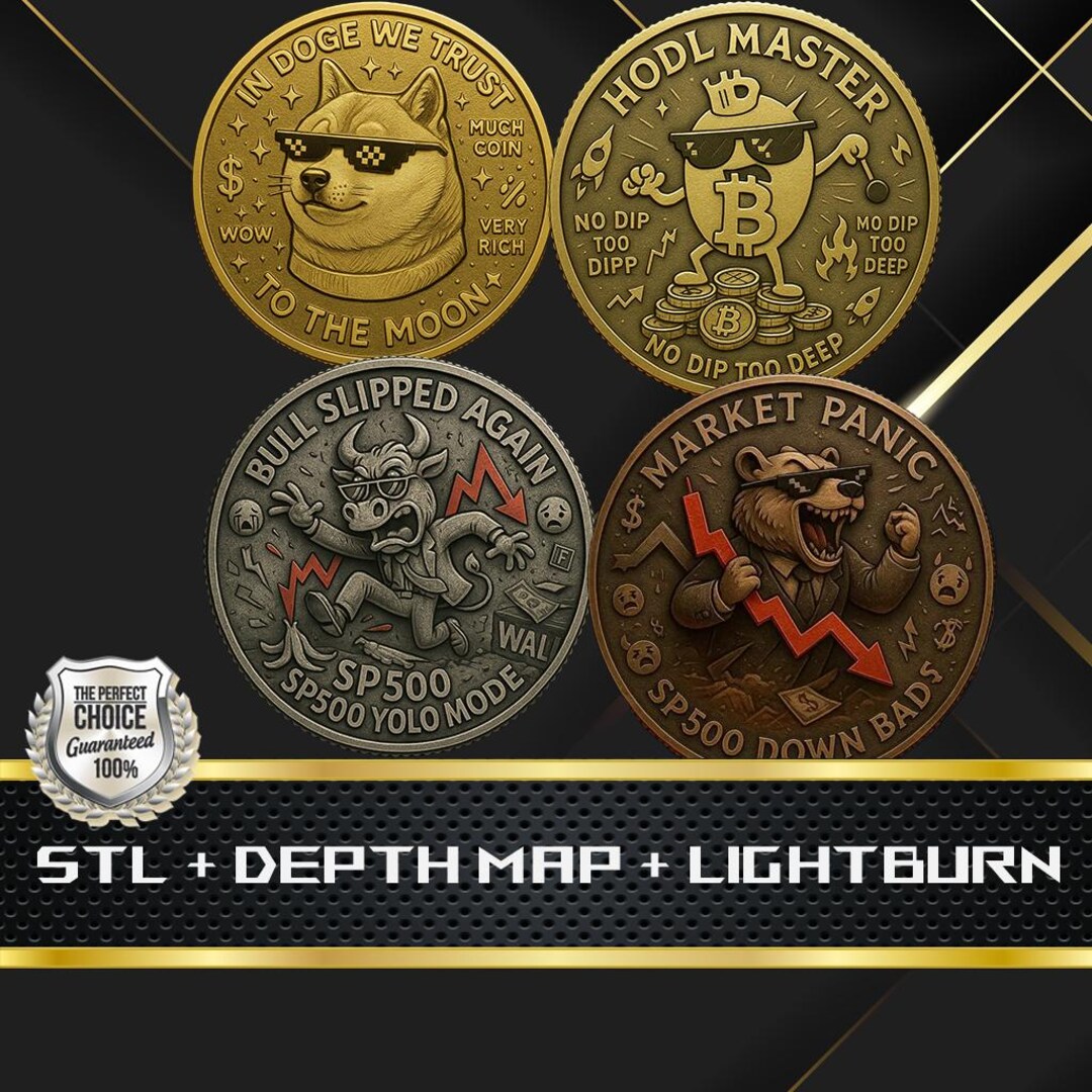 Bundle 4 Coin Depth Map | Heigh Map | 3D Laser Engrave | Xtool ...