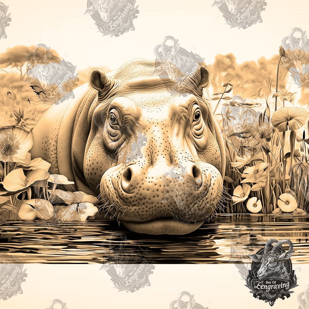 Hippo 3D Illusion Laser Engraving PNG File (digital Download) Diode ...