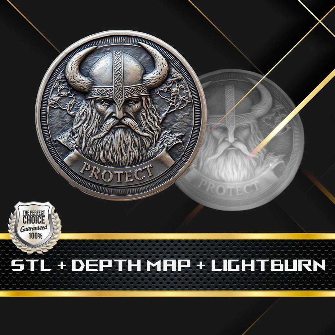 Viking Protect | Coin Depth Map | Heigh Map | 3D Laser Engrave | Xtool ...