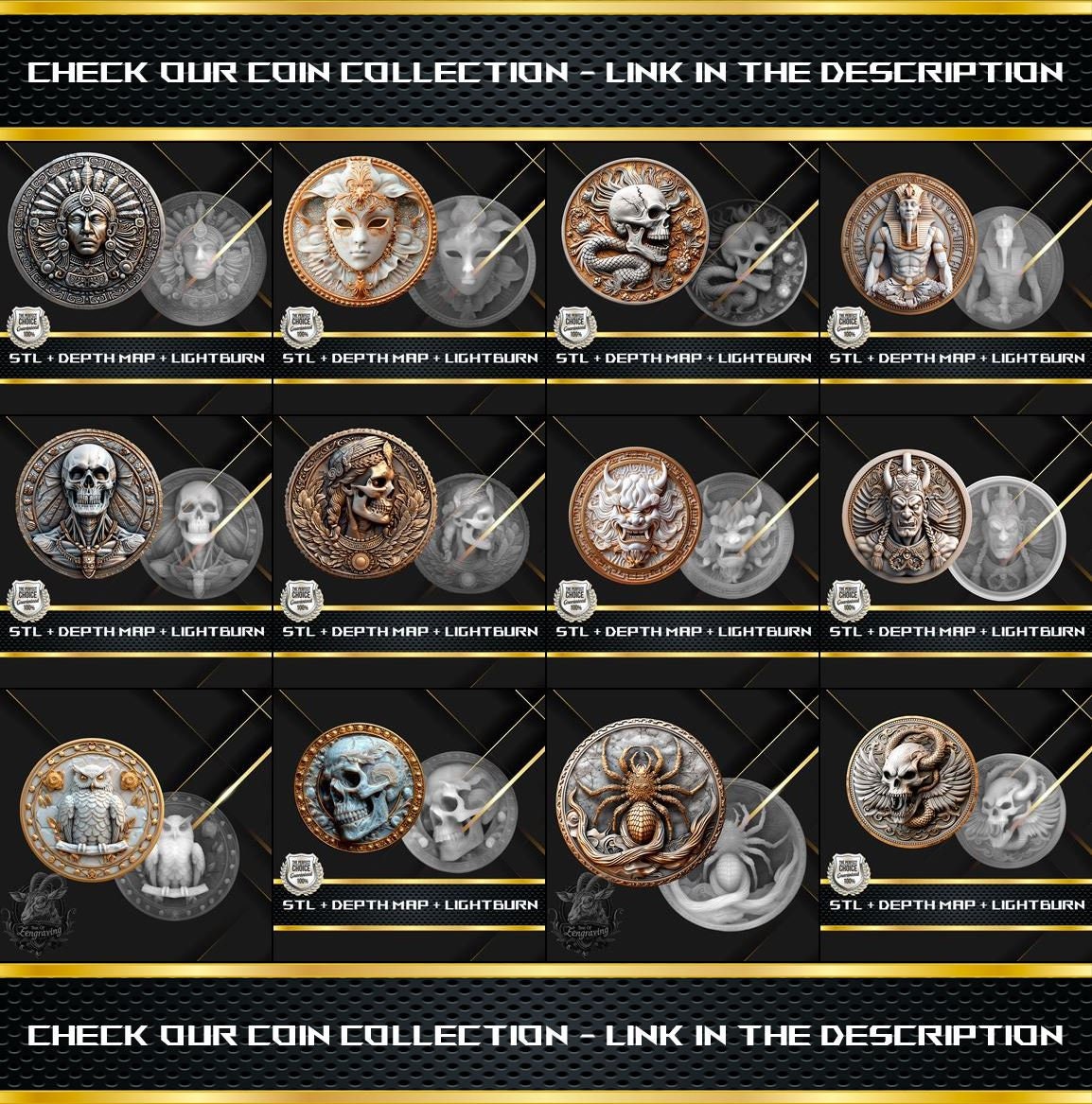 Rose Coin Depth Map: 3D Embossing Laser Engrave STL and Heigth Map ...
