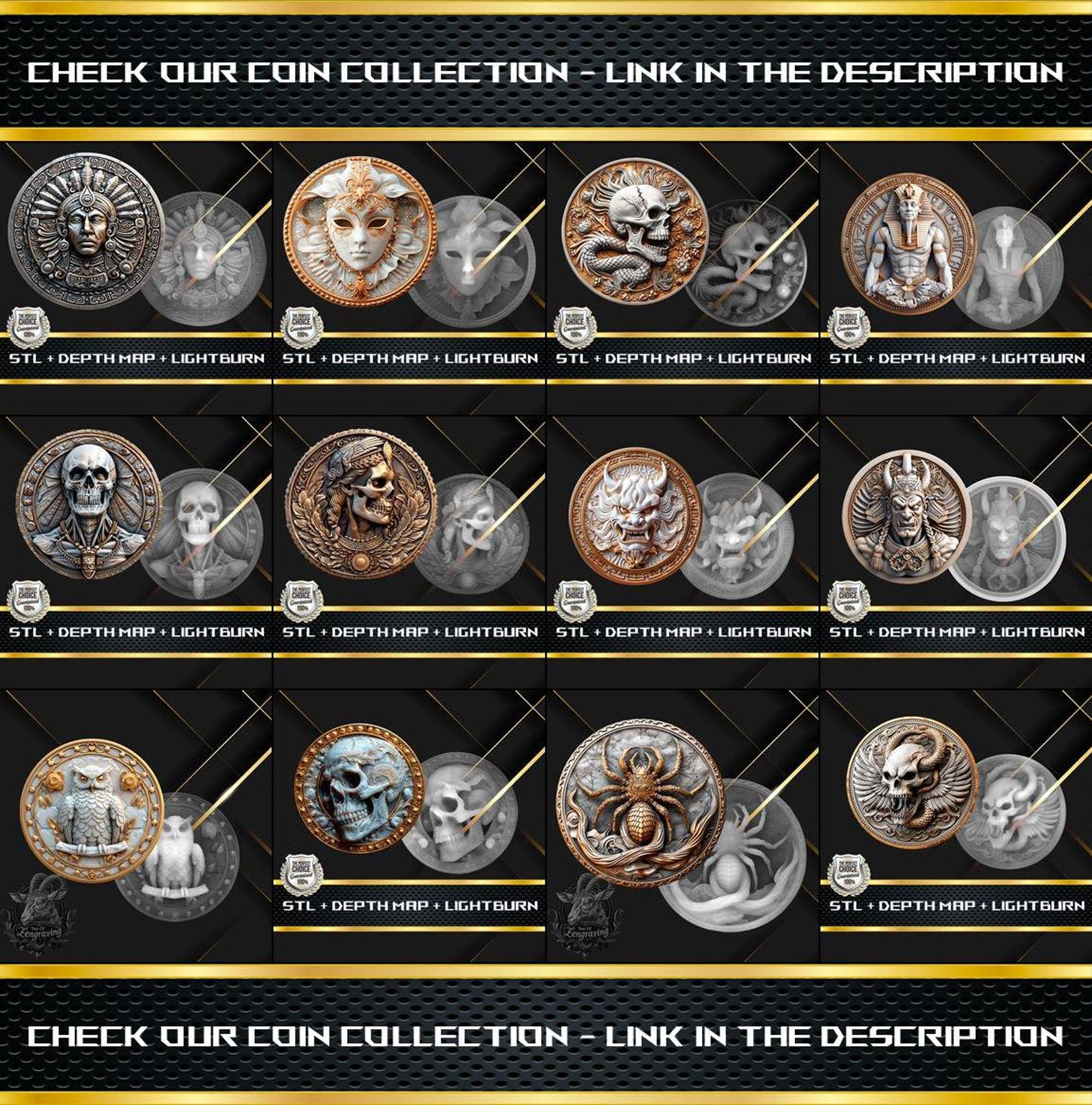 Virgo Zodiac Coin Depth Map | Height Map | 3D Laser Engrave | Embossing ...