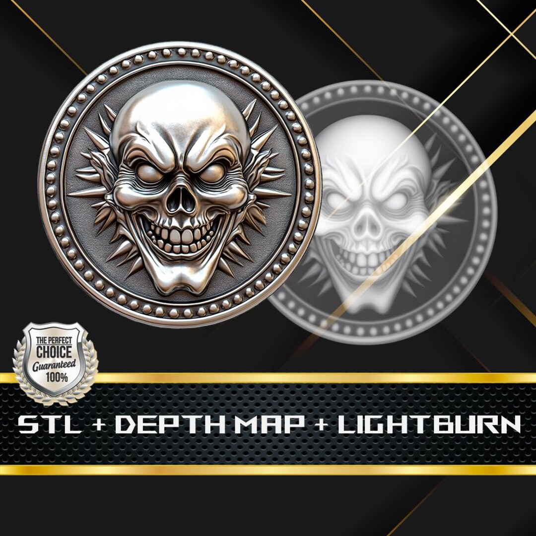 Clown Coin Depth Map: 3D Embossing Laser Engrave STL and Heigth Map ...