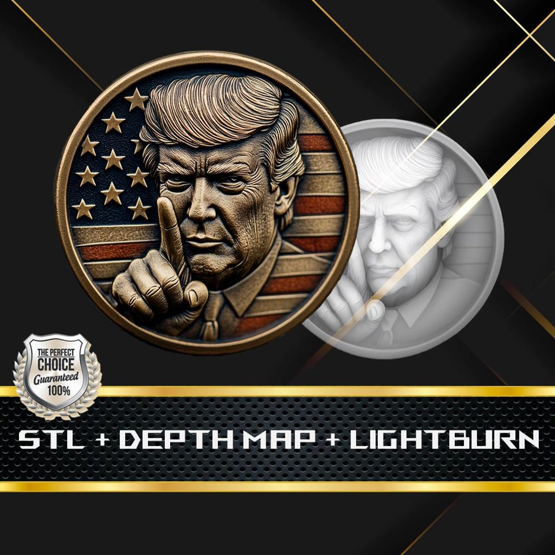 Coin Depth Map Height Map 3D Laser Engrave Glowforge Stl File PNG File ...