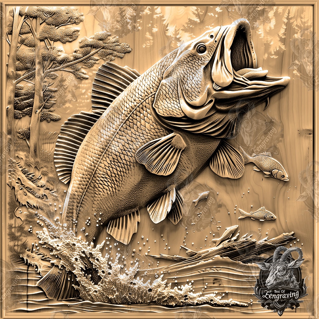 Bass Fishing 3D Illusion Laser Engraving PNG (digital File) Diode Laser ...
