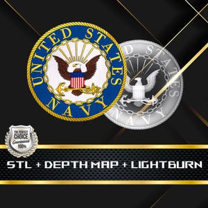 United States Navy Coin Depth Map: 3D Embossing Laser Engrave STL and ...