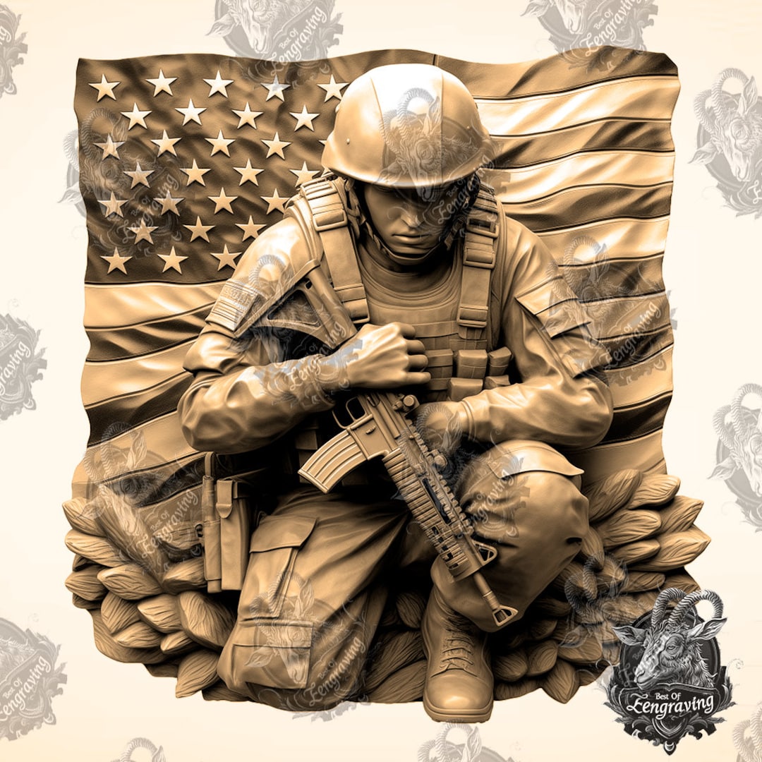 3D Soldier Illusion Laser File: USA Military Design (PNG Digital ...