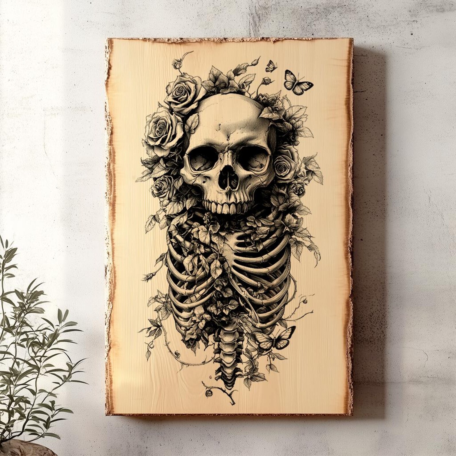 Floral Skeleton 3D Illusion: Laser Engraving PNG (digital File) Diode ...