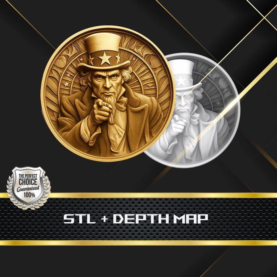 Coin Depth Map and STL Files for Laser Engraving, Embossing Grayscale ...