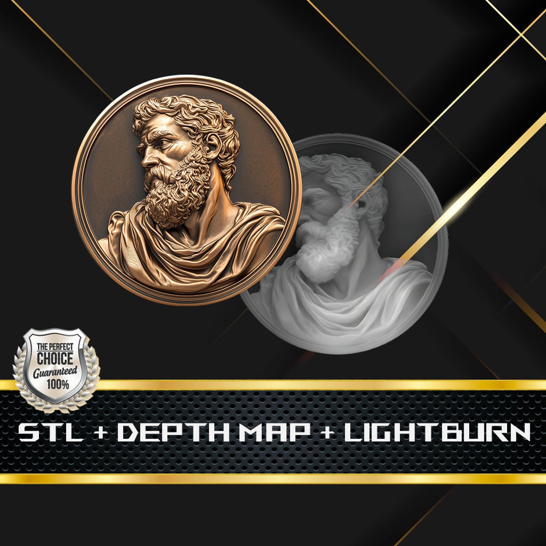 Emperor Coin Depth Map: 3D Embossing Laser Engrave STL and Heigth Map ...