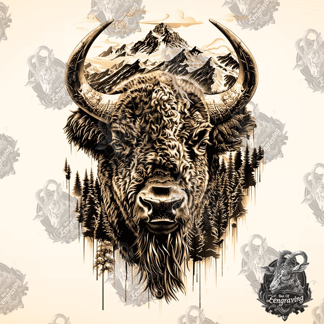 3D Bison Illusion: Laser Engraving PNG File (digital Download) Diode ...