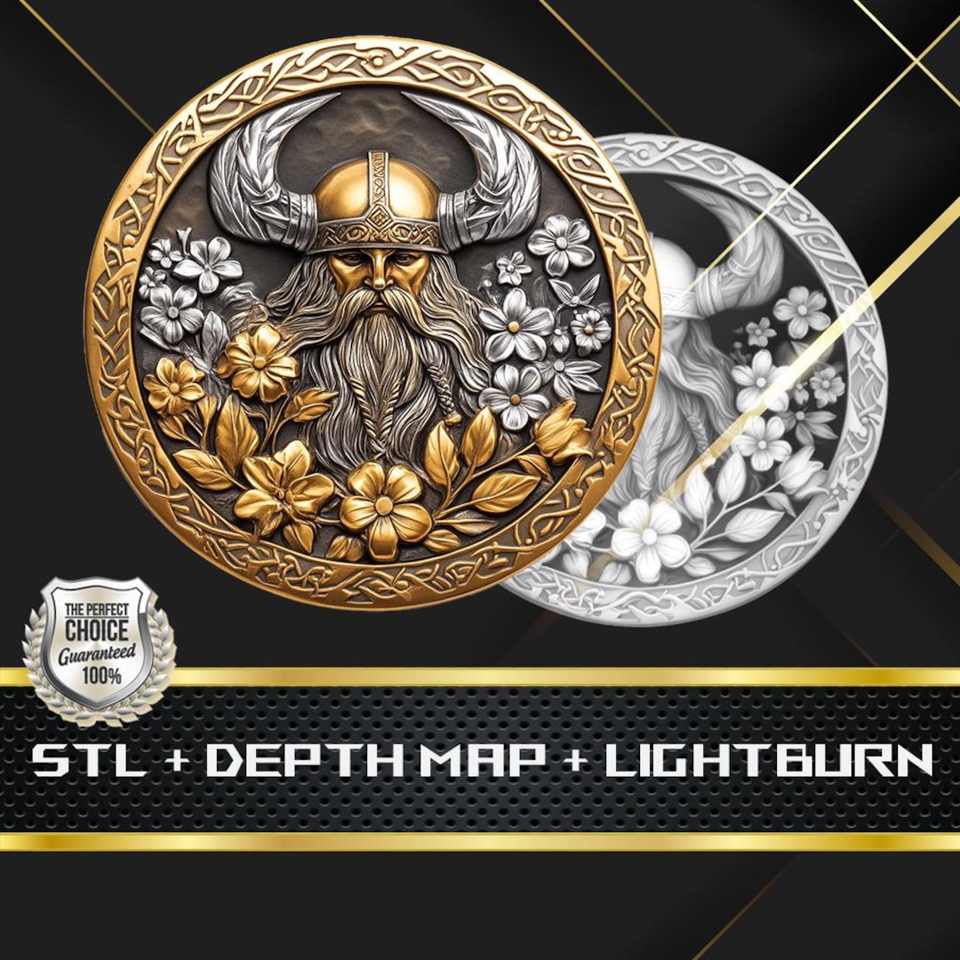 3D Viking Coin Depth Map: 3D Embossing Laser Engrave STL and Heigth Map ...