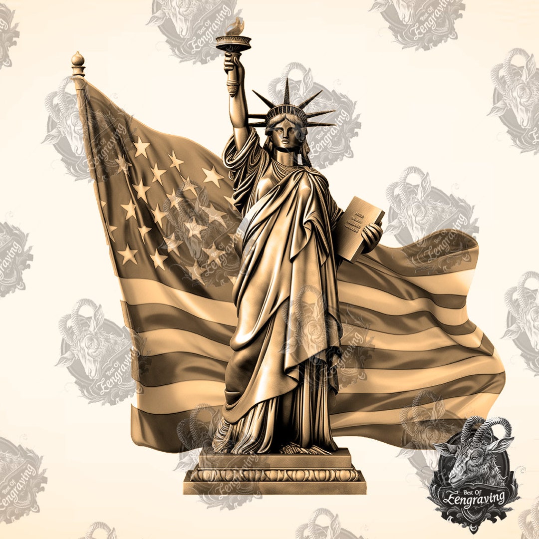 Statue of Liberty 3D Illusion Laser Engraving PNG (digital File) Diode ...