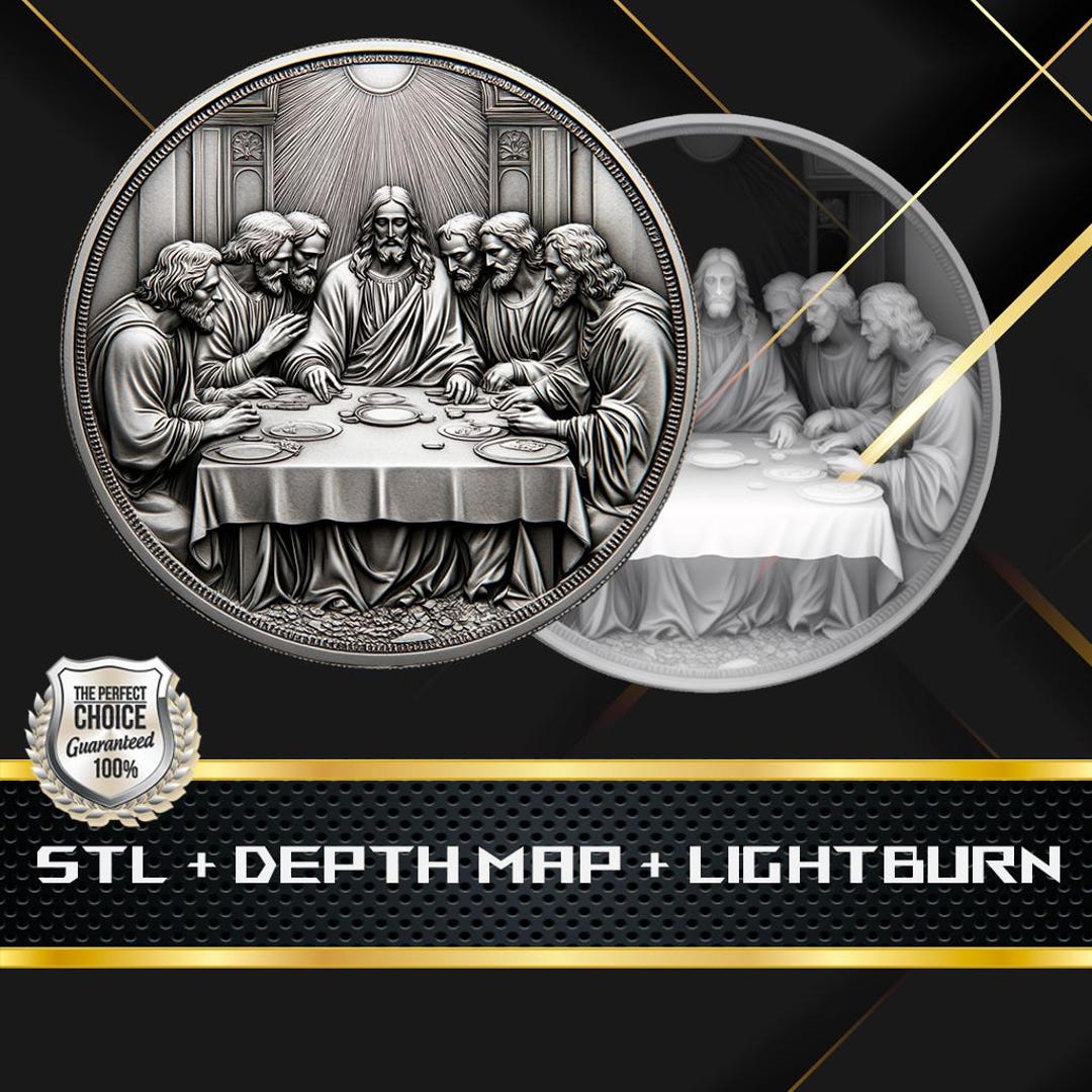 Last Supper Coin Depth Map: 3D Laser Engrave Files (STL/PNG) - Etsy